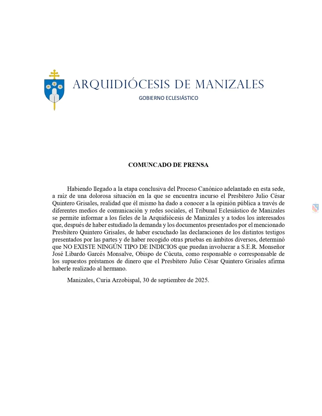 Nota clarificatoria ante los medios de comunicación por versión del ...